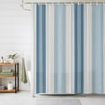 Bathroom Shower Curtain Ombre Blue Gray Stripe Waterproof Shower ...