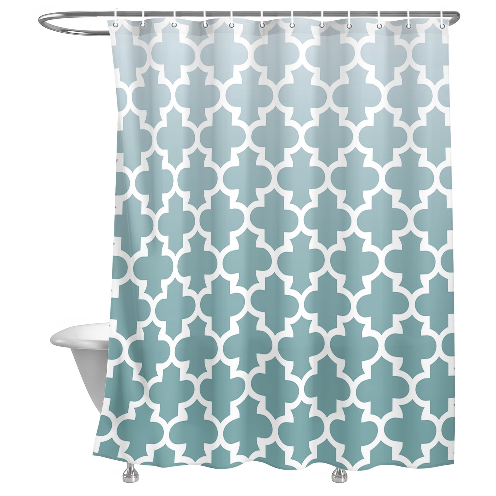 Bathroom Shower Curtain Ombre Morocco Turquoise Print Waterproof Shower ...