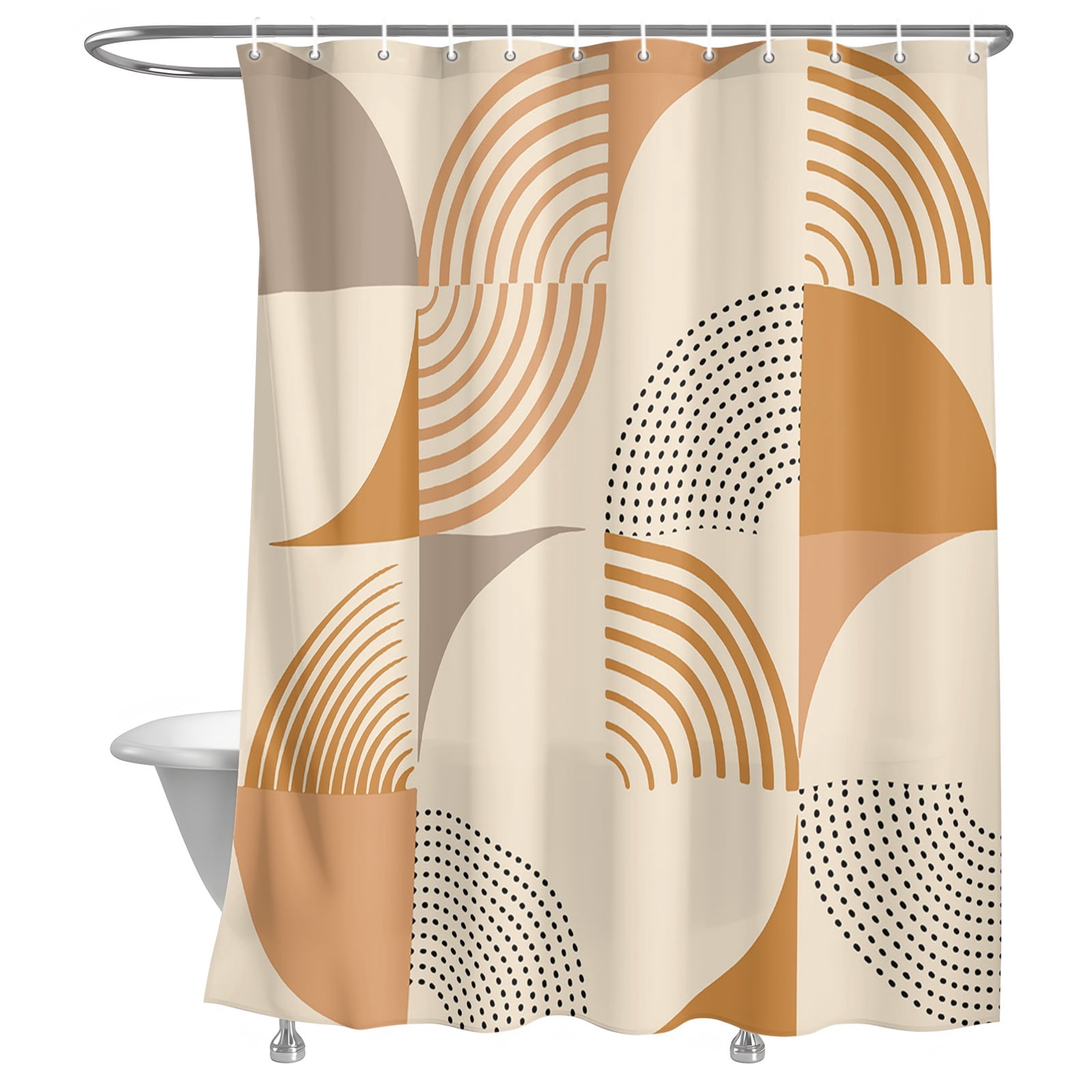 Bathroom Shower Curtain Orange Color Block Abstract Geometric ...