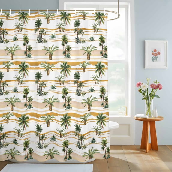 Bathroom Shower Curtain Palm Trees Watercolor Waterproof Shower ...