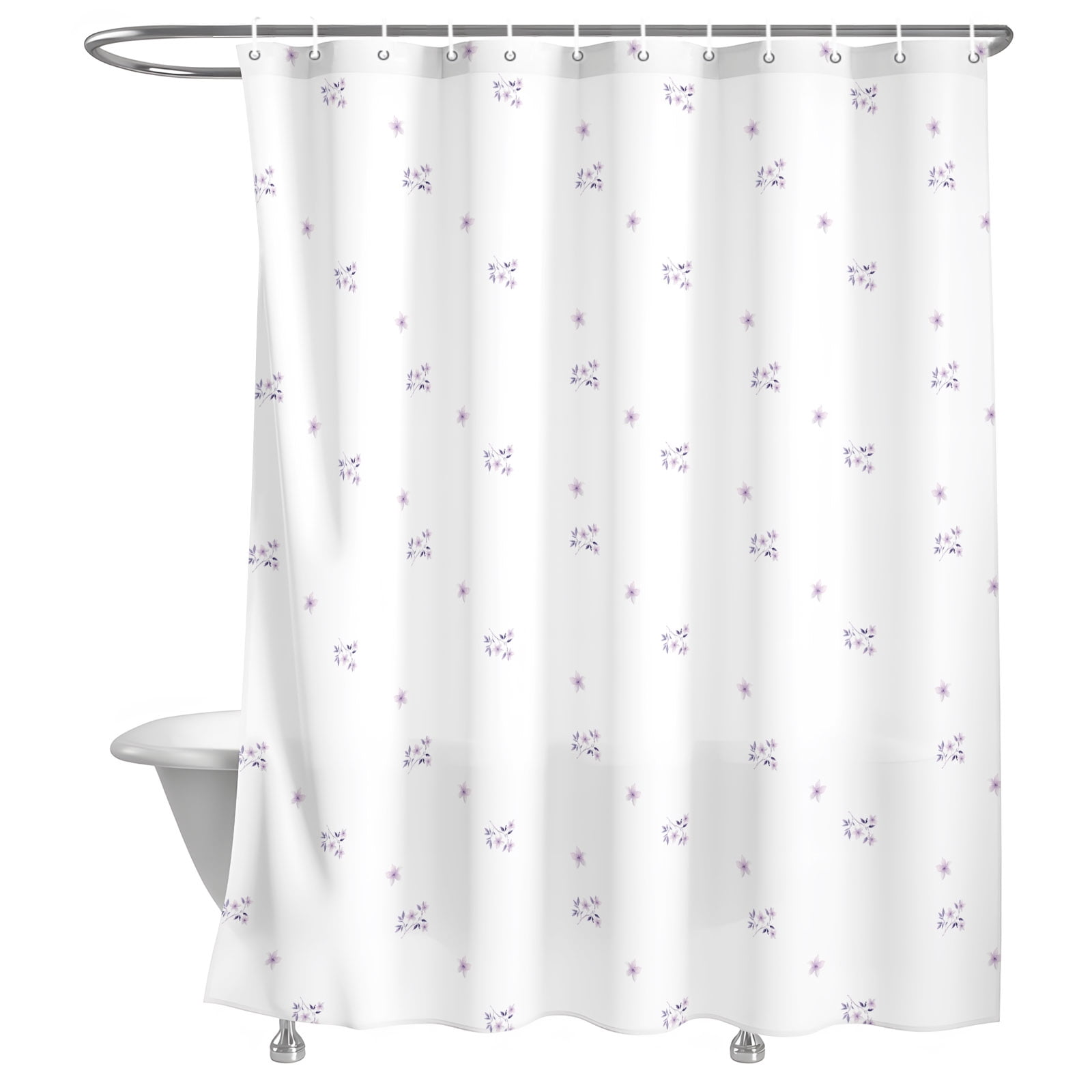 Bathroom Shower Curtain Pastoral Country Purple Flowers Waterproof ...