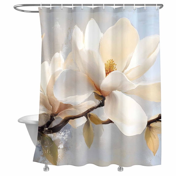 Bathroom Shower Curtain Pastoral Flower White Floral Waterproof Shower ...