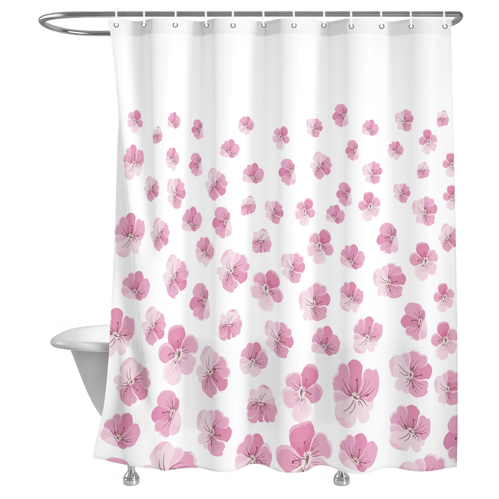 Bathroom Shower Curtain Pastoral Pink Flower Waterproof Shower Curtains ...