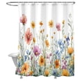 Bathroom Shower Curtain Pastoral Watercolor Floral Waterproof Shower ...