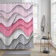 Bathroom Shower Curtain Pink Gradient Water Ripple Waterproof Shower ...