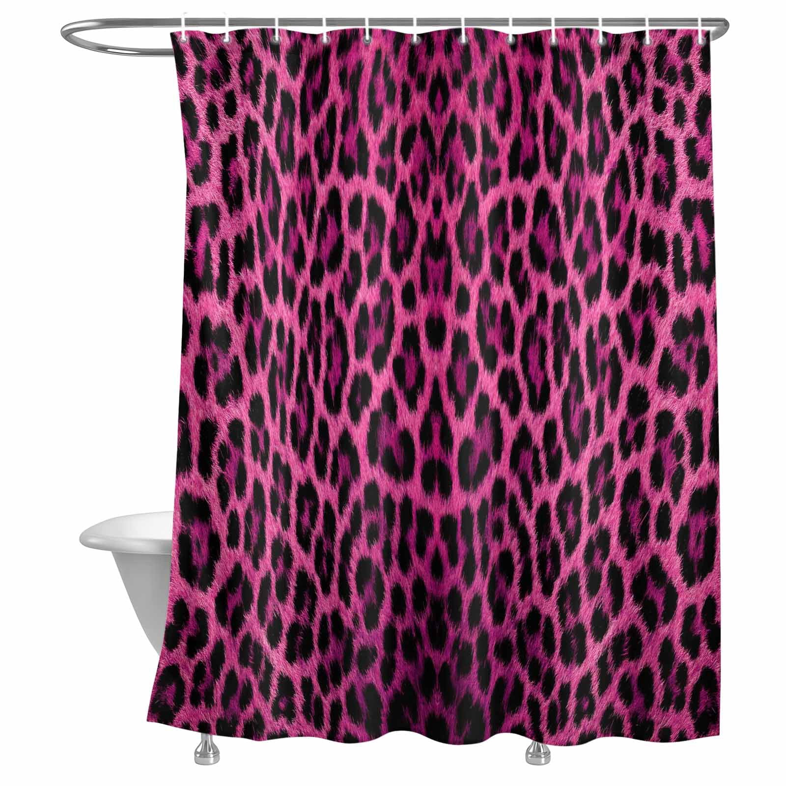 Bathroom Shower Curtain Pink Leopard Texture Pattern Waterproof Shower ...
