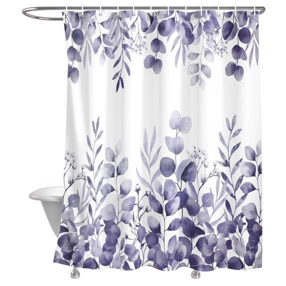 Bathroom Shower Curtain Purple Eucalyptus Leaves Waterproof Shower ...