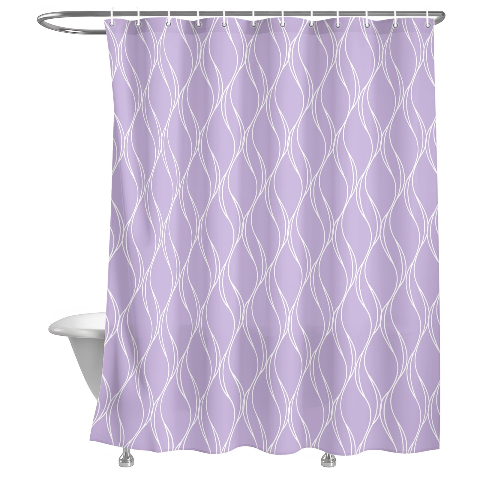 Bathroom Shower Curtain Purple Stripes Waves Waterproof Shower Curtains ...