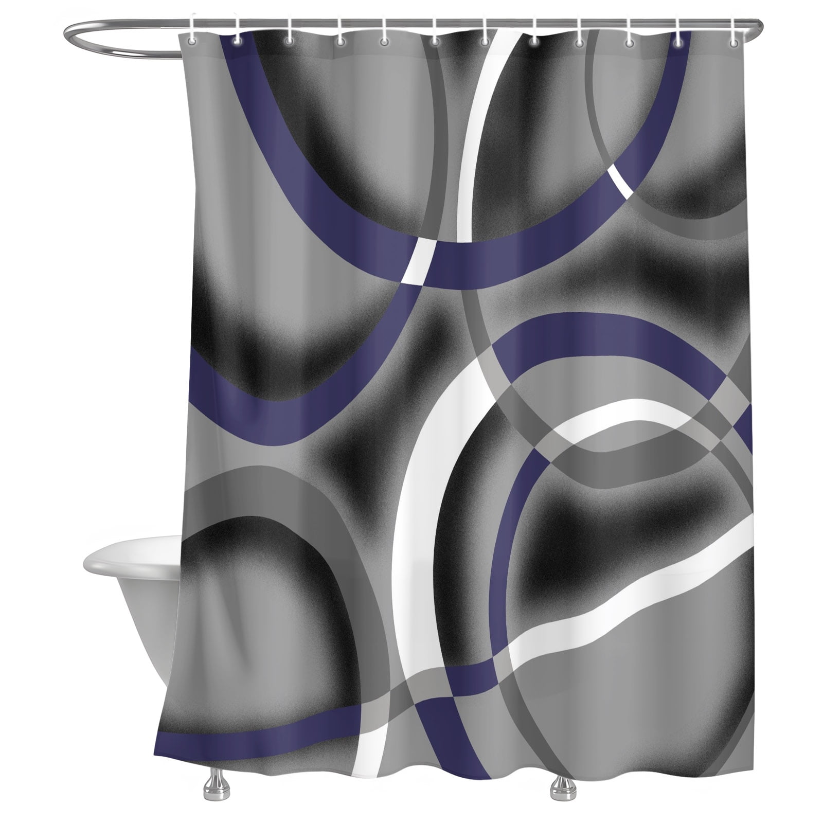 Bathroom Shower Curtain Purple White Circle Geometric Waterproof Shower ...
