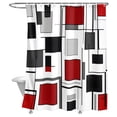 Bathroom Shower Curtain Red Color Block Abstract Geometric Waterproof ...
