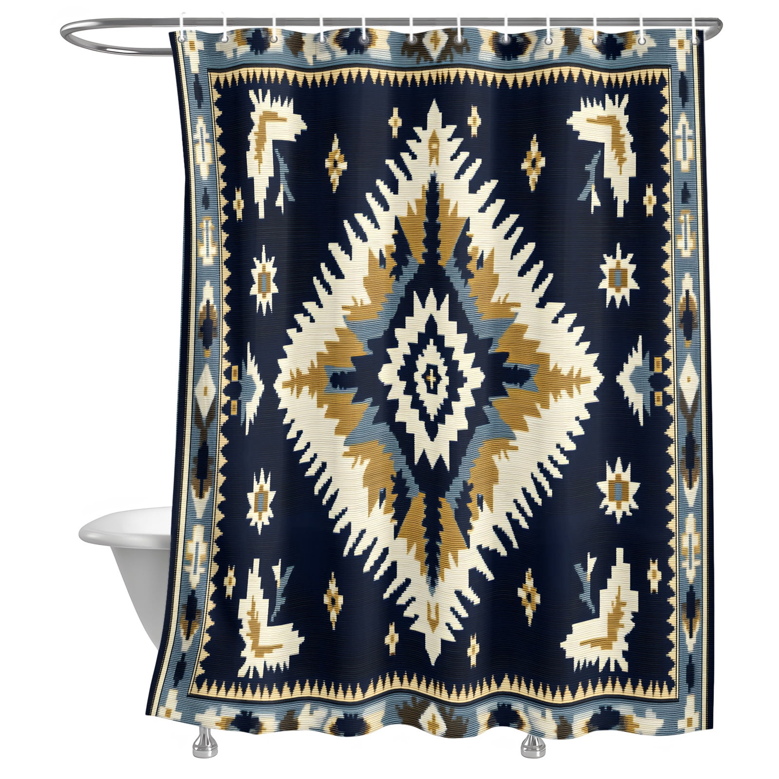 Bathroom Shower Curtain Retro Aztec Ethnic Style Waterproof Shower ...