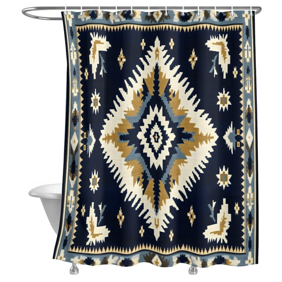 Bathroom Shower Curtain Retro Aztec Ethnic Style Waterproof Shower ...