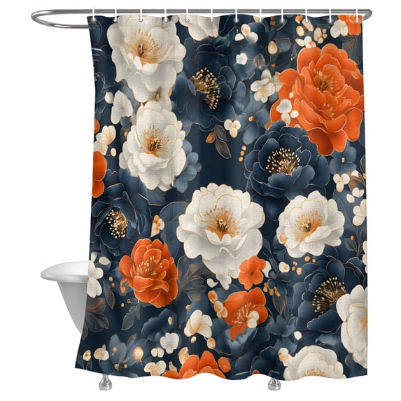 Bathroom Shower Curtain Retro Classic Garden Flowers Waterproof Shower ...