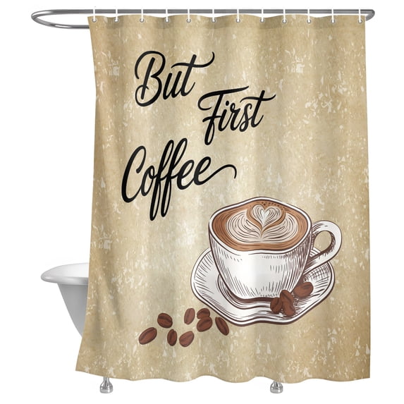 Bathroom Shower Curtain Retro Coffee Theme Waterproof Shower Curtains ...