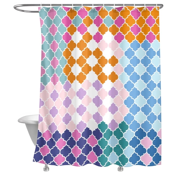 Bathroom Shower Curtain Retro Colorful Moroccan Pattern Waterproof ...