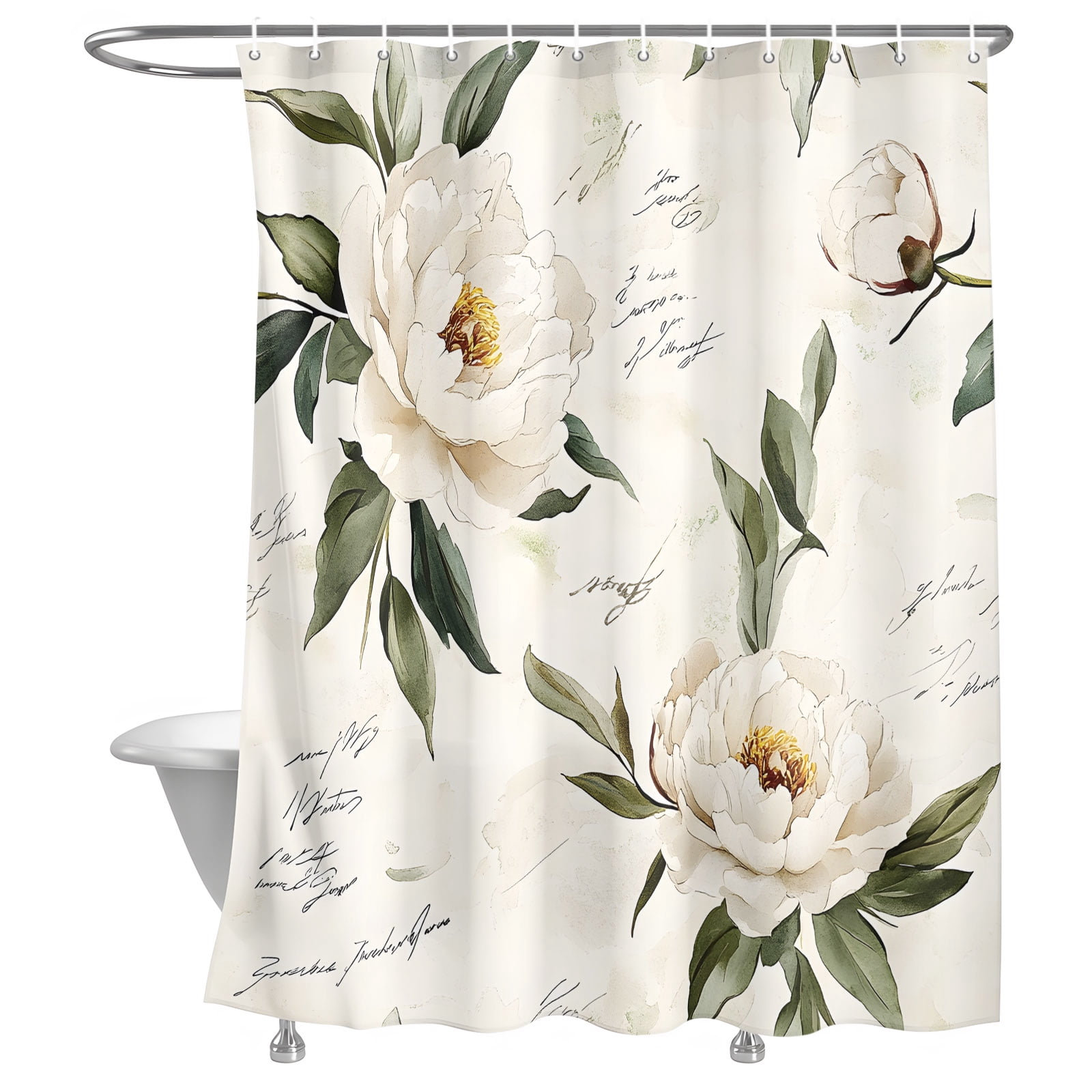 Bathroom Shower Curtain Retro Countryside Flowers Waterproof Shower ...