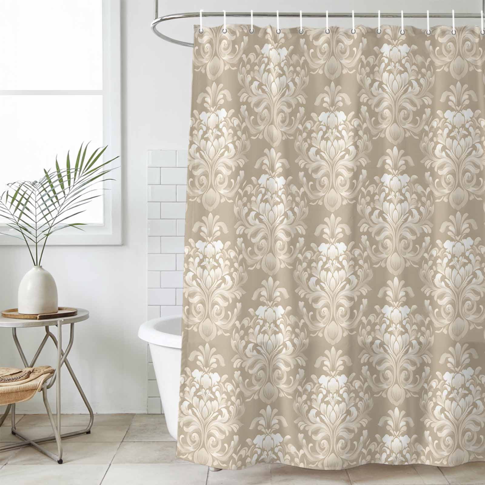 Bathroom Shower Curtain Retro Damask Bohemian Flower Waterproof Shower ...