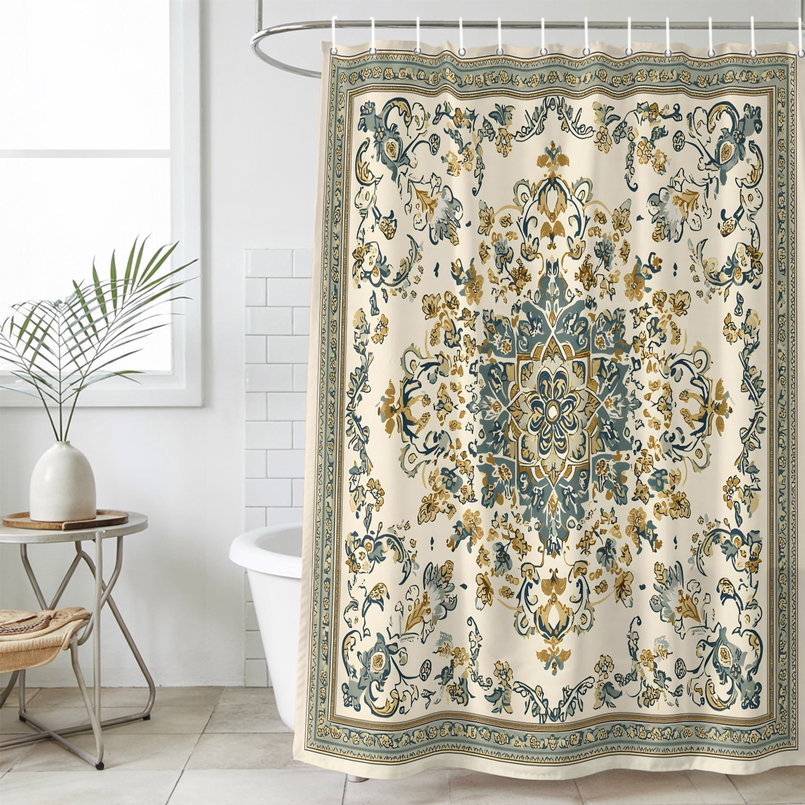 Bathroom Shower Curtain Retro Ethnic Tribal Flower Art Waterproof ...