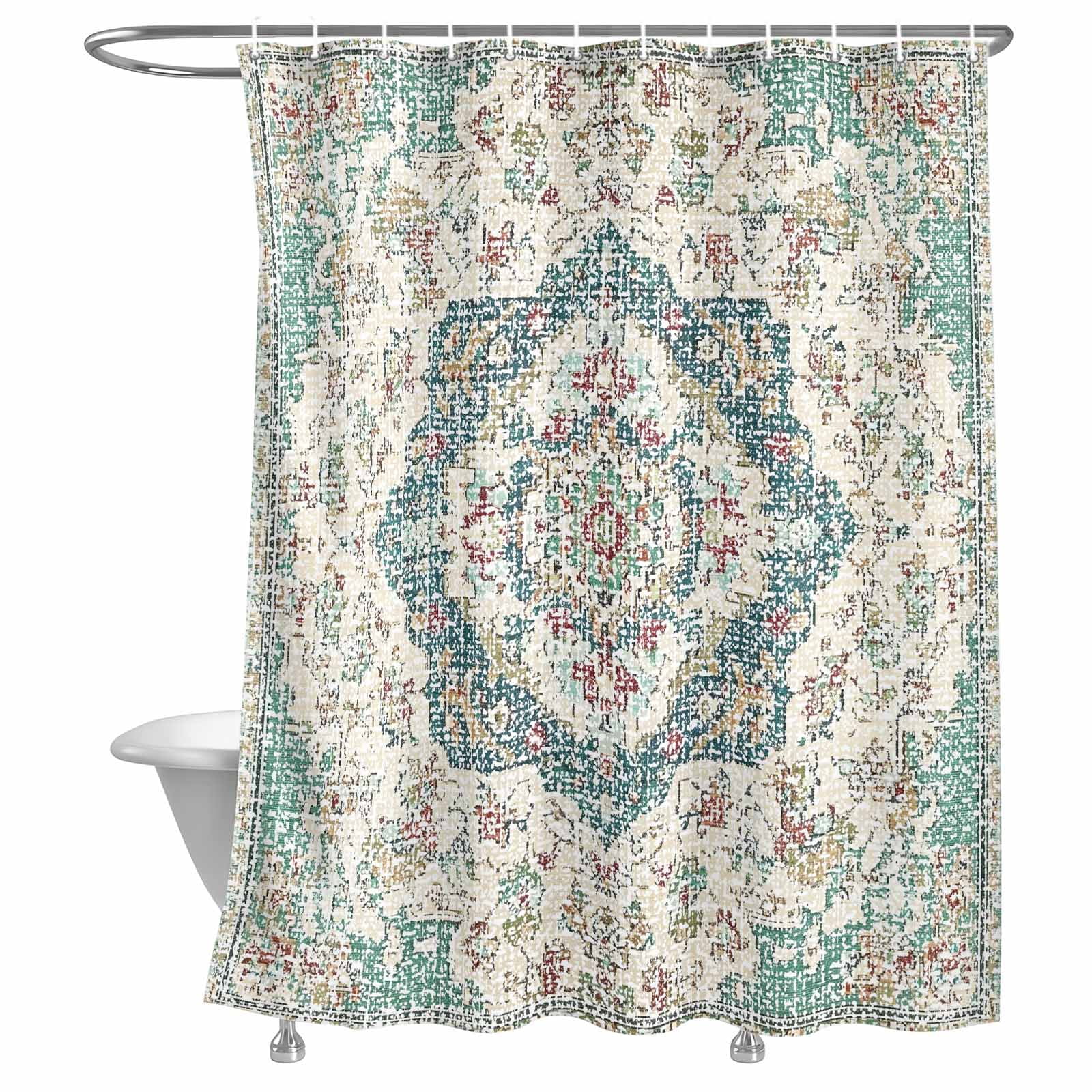 Bathroom Shower Curtain Retro Flower Medieval Style Waterproof Shower ...