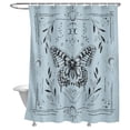 Bathroom Shower Curtain Retro Geometric Art Line on Blue Waterproof ...