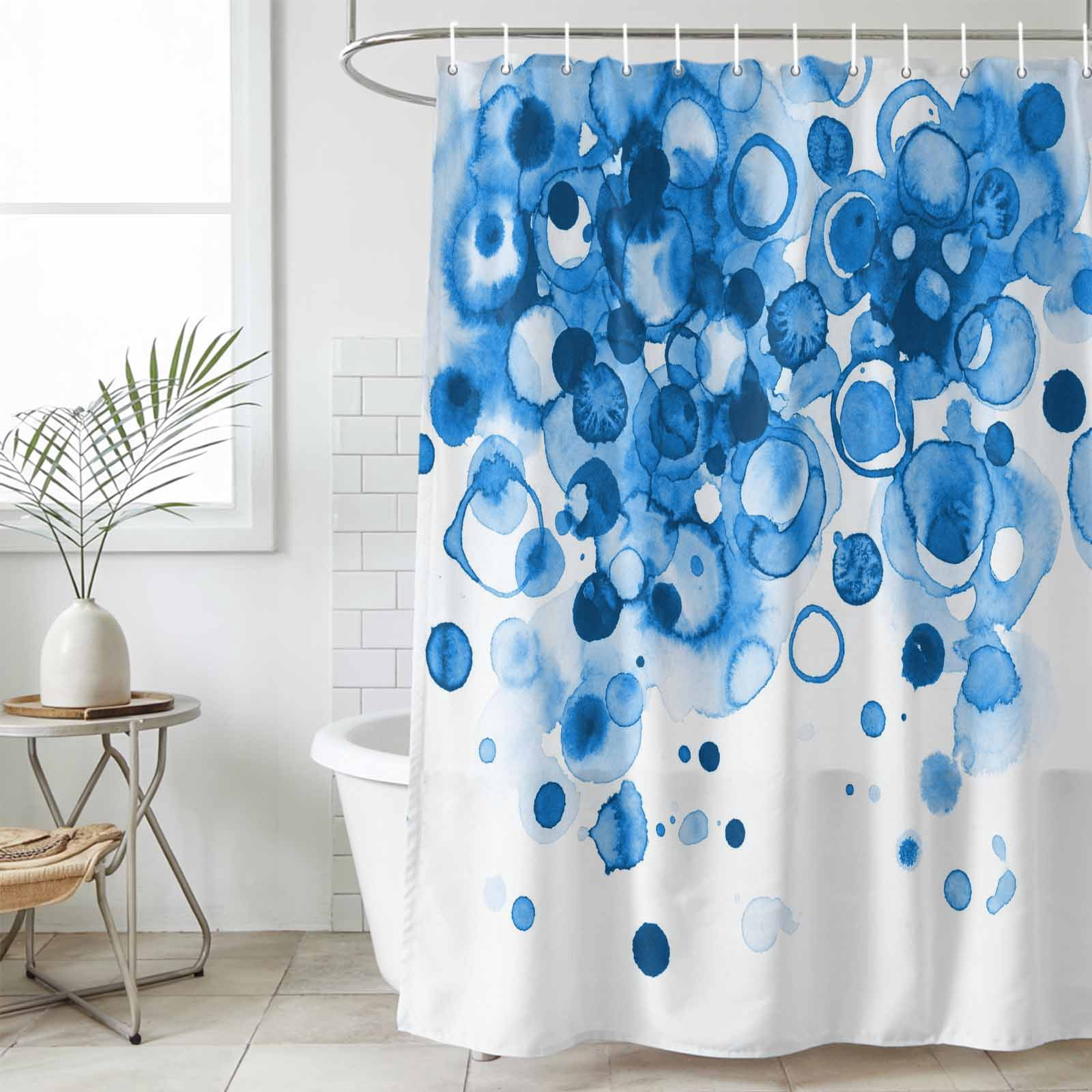 Bathroom Shower Curtain Retro Gradient Blue Polka Dots Circles ...