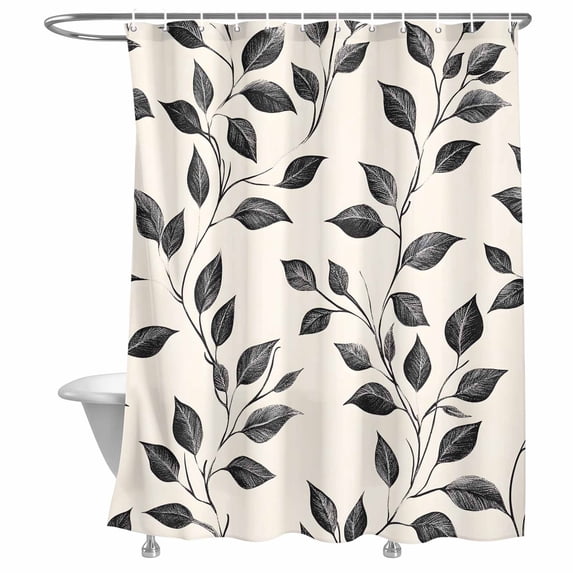 Bathroom Shower Curtain Retro Plant Leaves Waterproof Shower Curtains ...