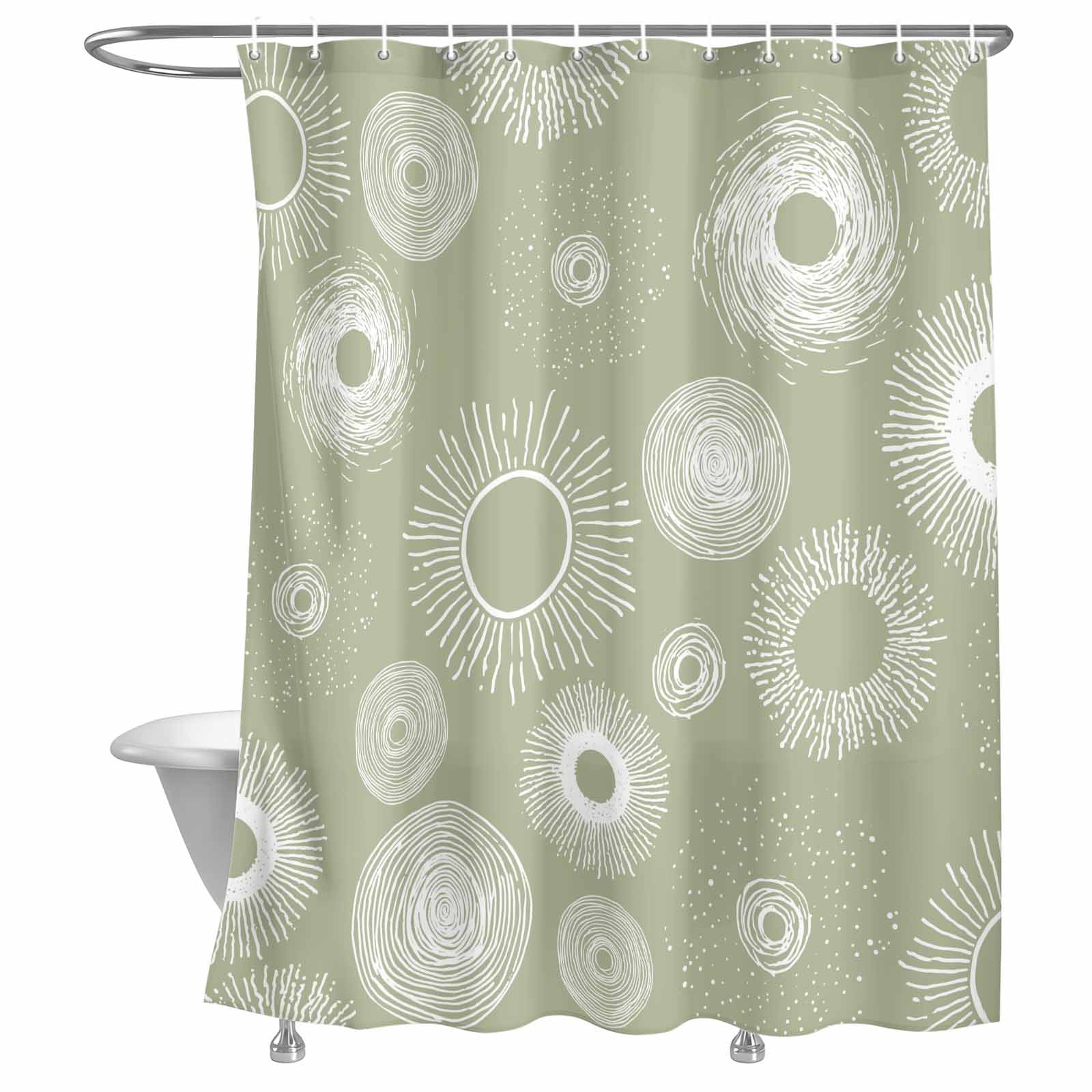 Bathroom Shower Curtain Retro Radiation Lines Waterproof Shower ...