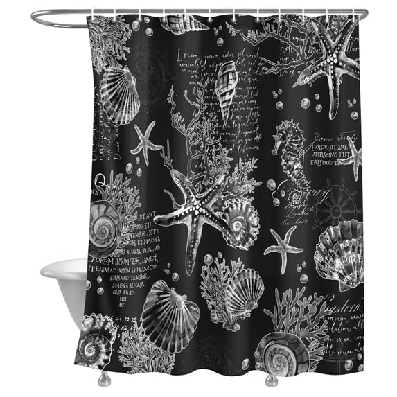 Bathroom Shower Curtain Retro Sea Marine Life Waterproof Shower ...