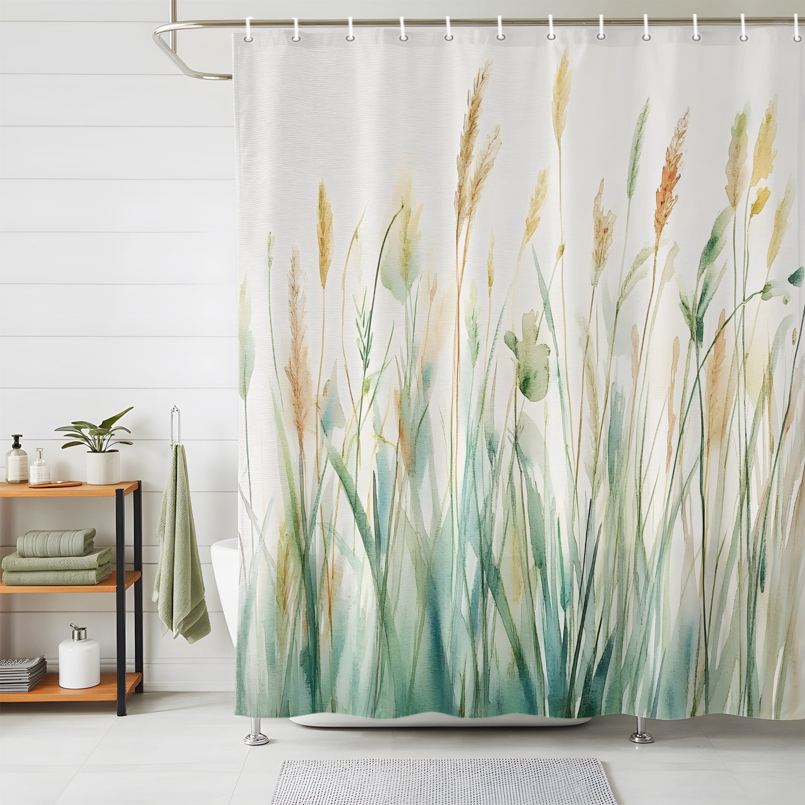 Bathroom Shower Curtain Retro Spring Thatch Waterproof Shower Curtains ...