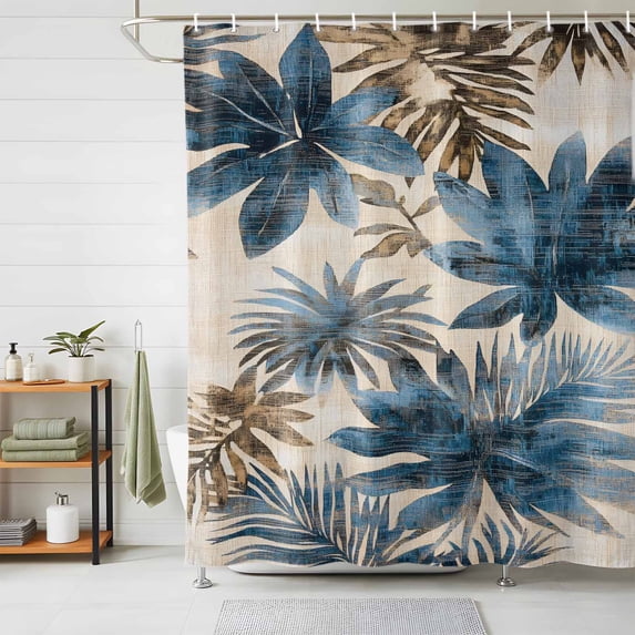Bathroom Shower Curtain Retro Tropical Plants Waterproof Shower ...