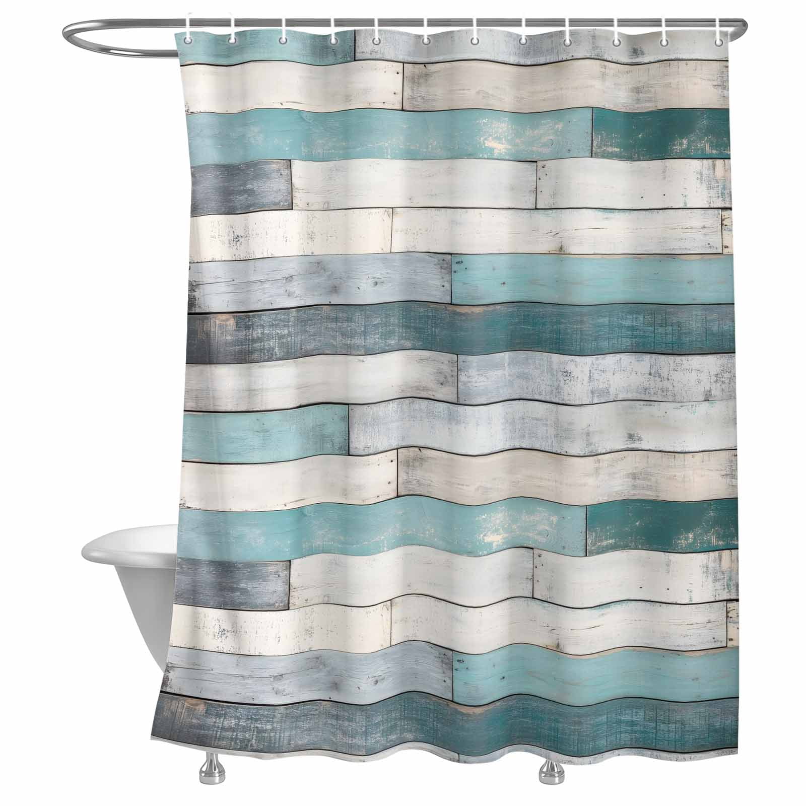 Bathroom Shower Curtain Retro Wood Background Waterproof Shower ...