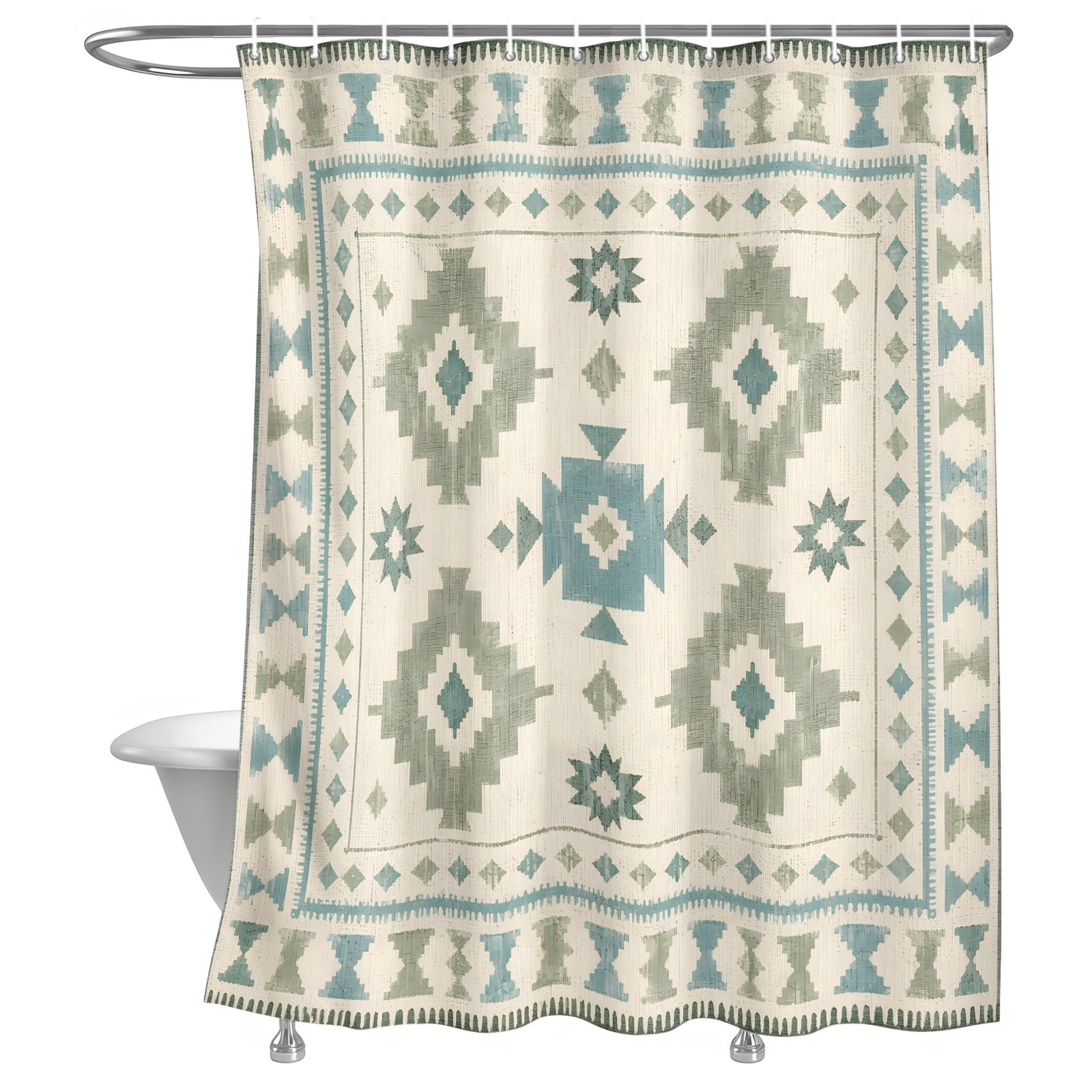 Bathroom Shower Curtain RetroTribal Geometric Southwestern Waterproof ...