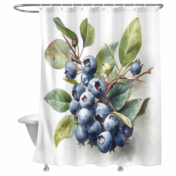 Bathroom Shower Curtain Rustic Blueberry Leaf Waterproof Shower ...
