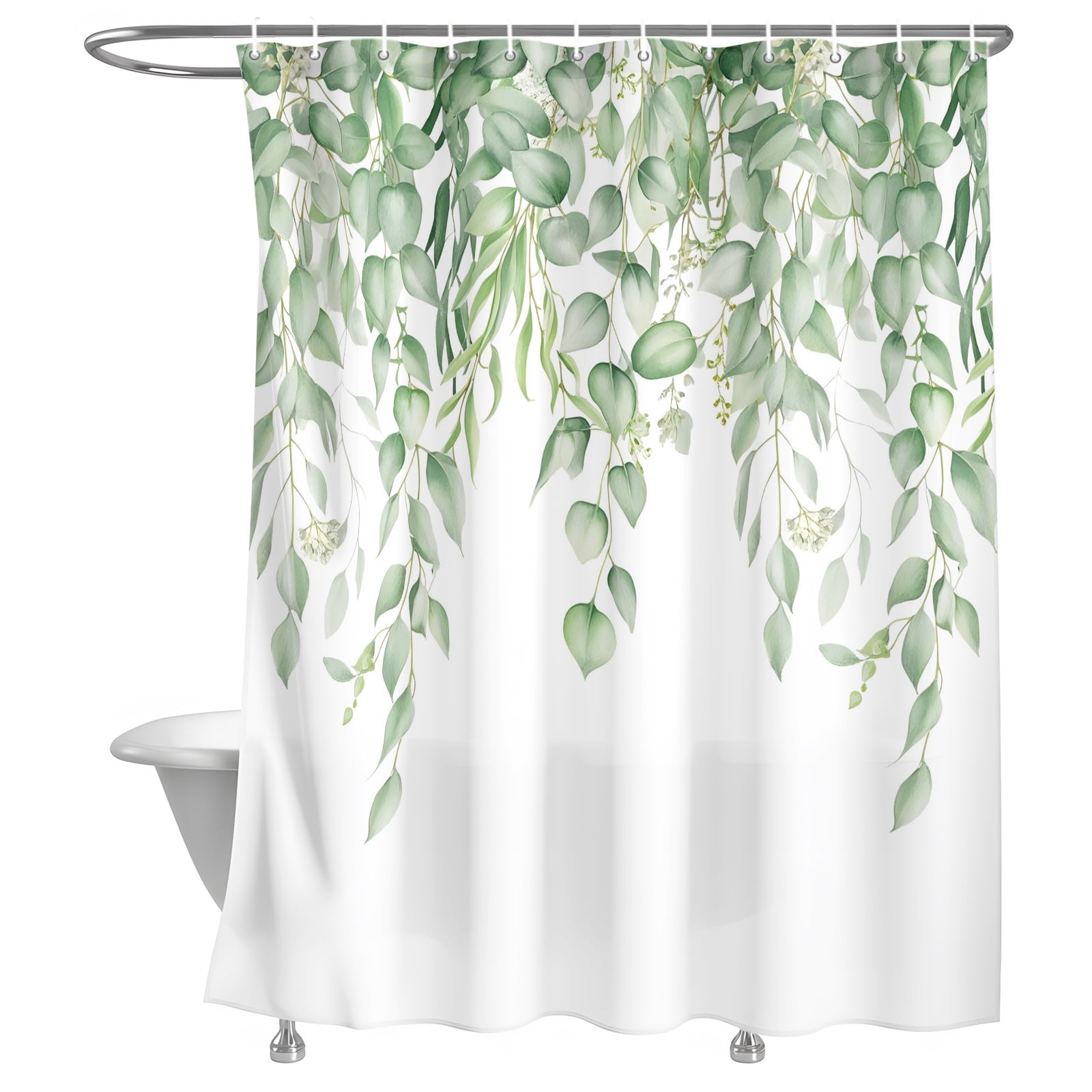 Bathroom Shower Curtain Sage Green Eucalyptus Leaves Waterproof Shower ...