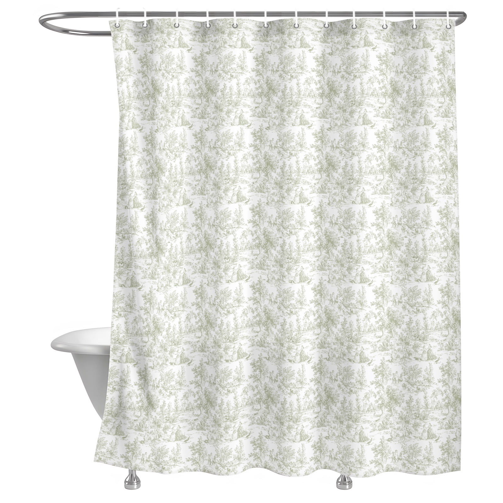 Bathroom Shower Curtain Sage Green Seamless Pattern Waterproof Shower ...