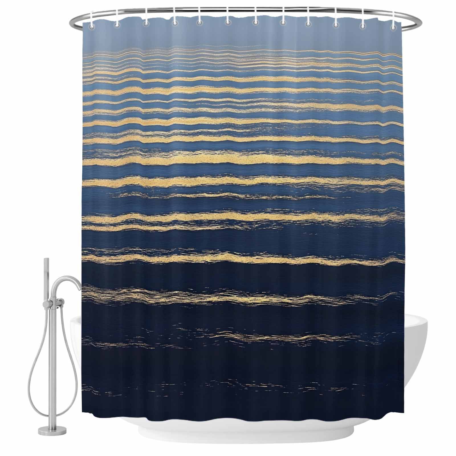 Bathroom Shower Curtain Sea Sunrise Golden Water Ripples Waterproof ...