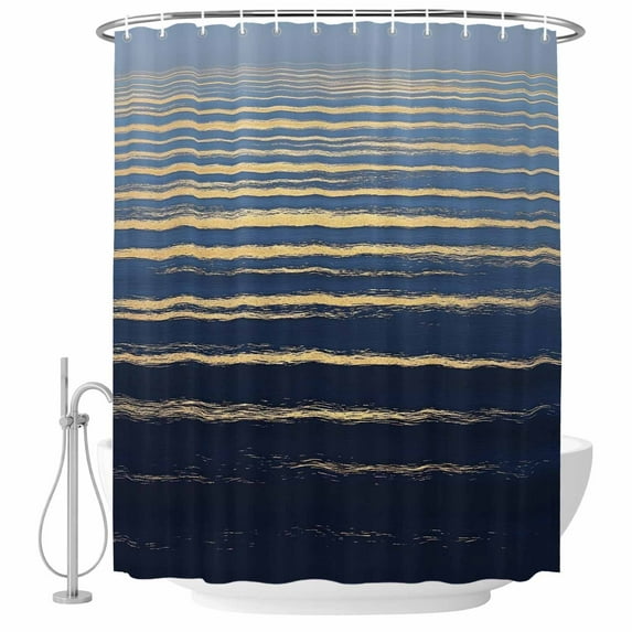 Bathroom Shower Curtain Sea Sunrise Golden Water Ripples Waterproof ...
