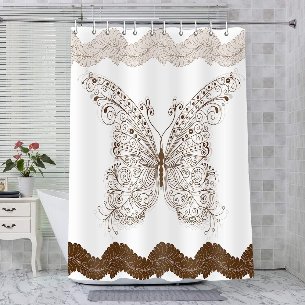 Bathroom Shower Curtain Set 60x72Inches, Boho Butterfly Shower Curtain ...