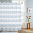 Bathroom Shower Curtain Sky Blue Stripes Coastal Waterproof Shower ...