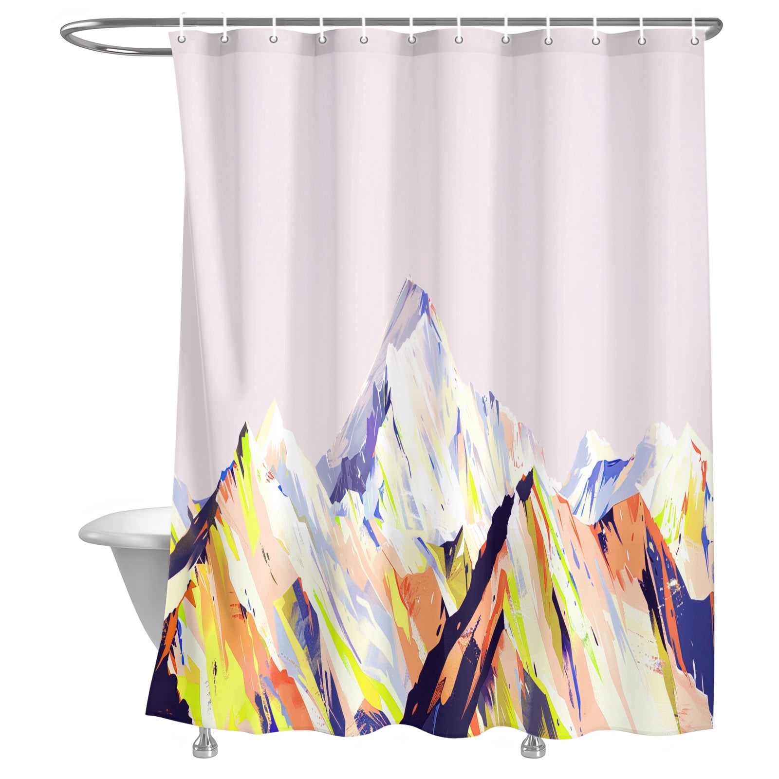 Bathroom Shower Curtain Snow Mountain Oil Painting Art Waterproof ...