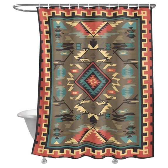 Bathroom Shower Curtain Southeast Ethnic Geometric Art Waterproof ...