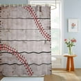 Bathroom Shower Curtain Sports Baseball Texture Red Lines Waterproof ...