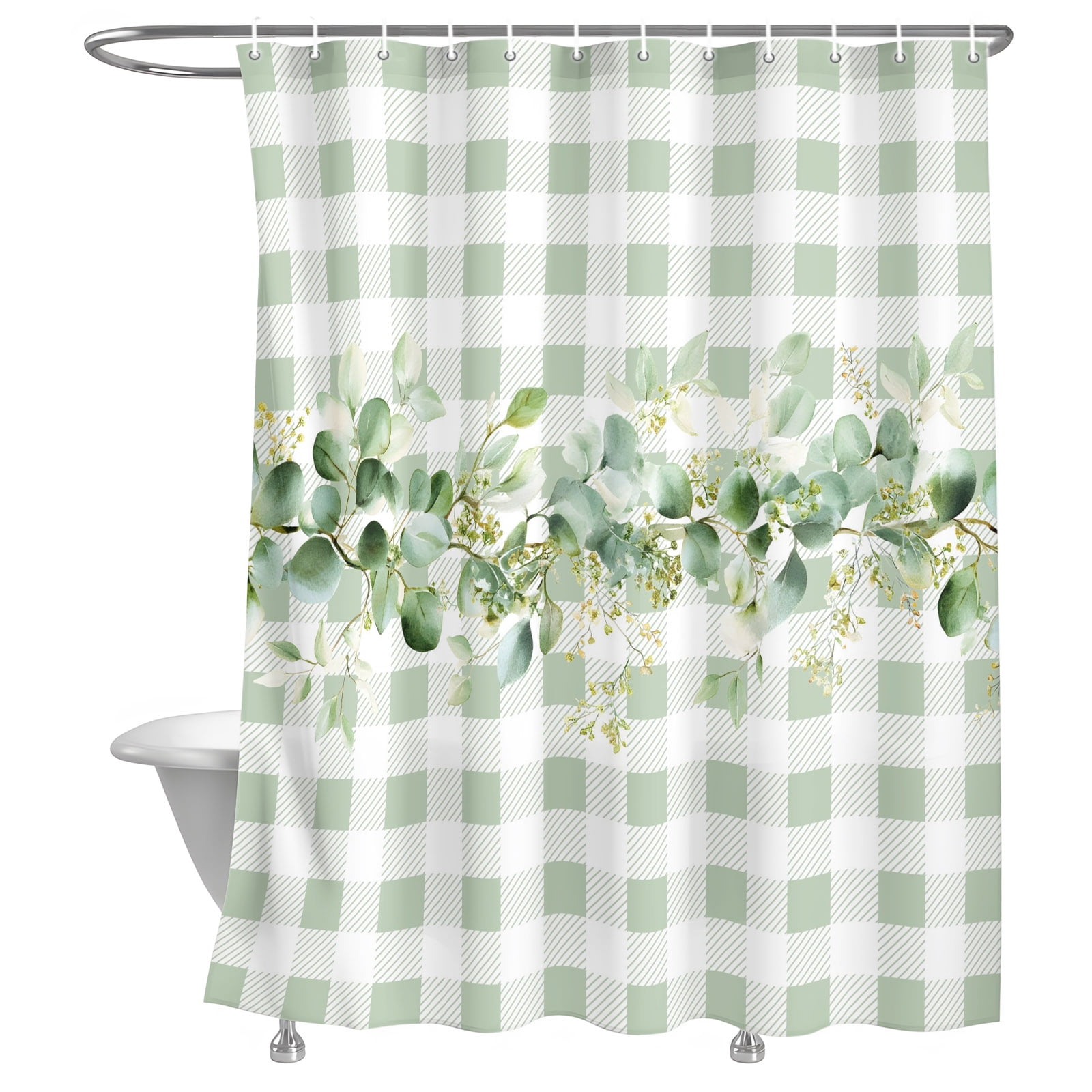 Bathroom Shower Curtain Spring Eucalyptus Leaves Waterproof Shower ...