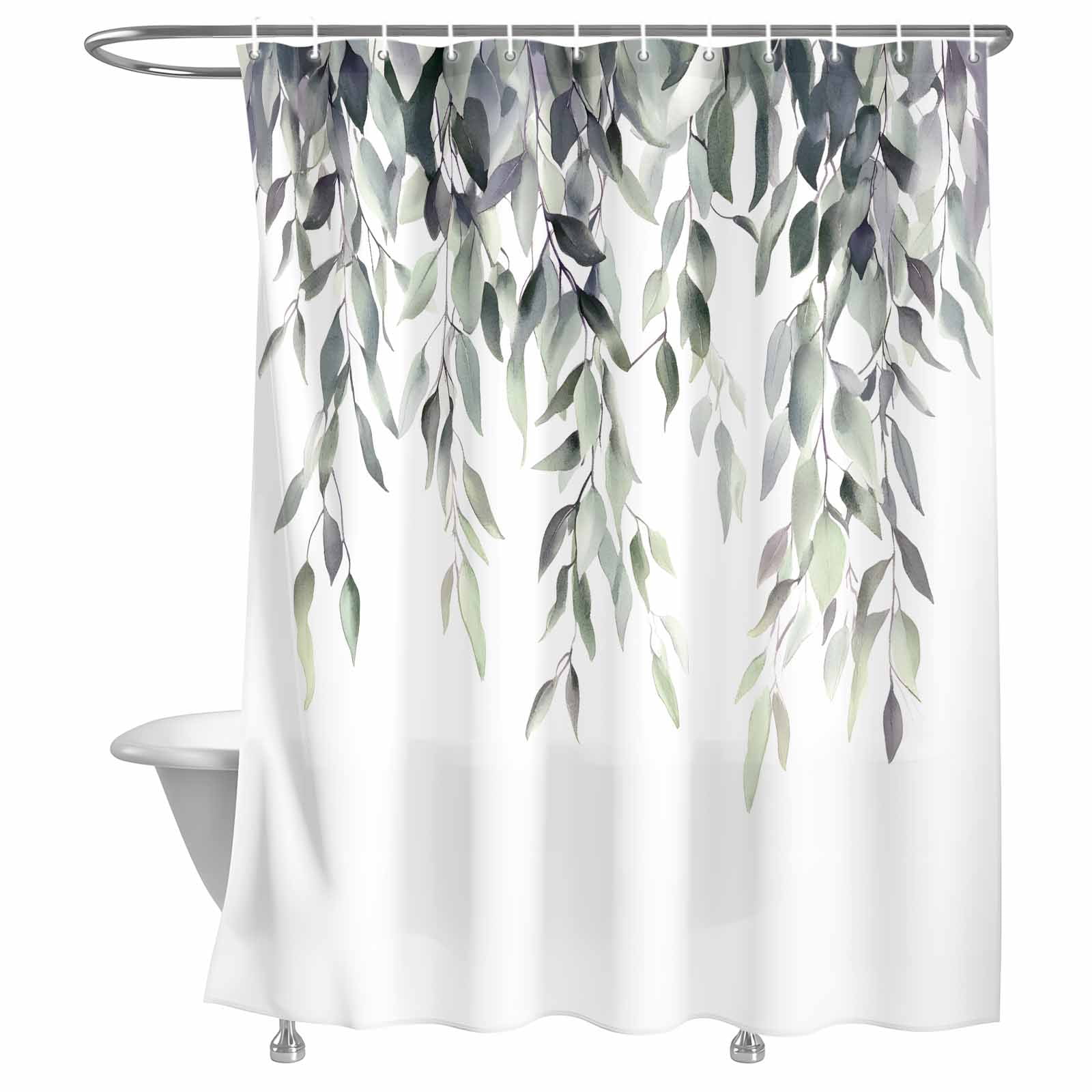 Bathroom Shower Curtain Spring Farm Watercolor Leaves Waterproof Shower ...