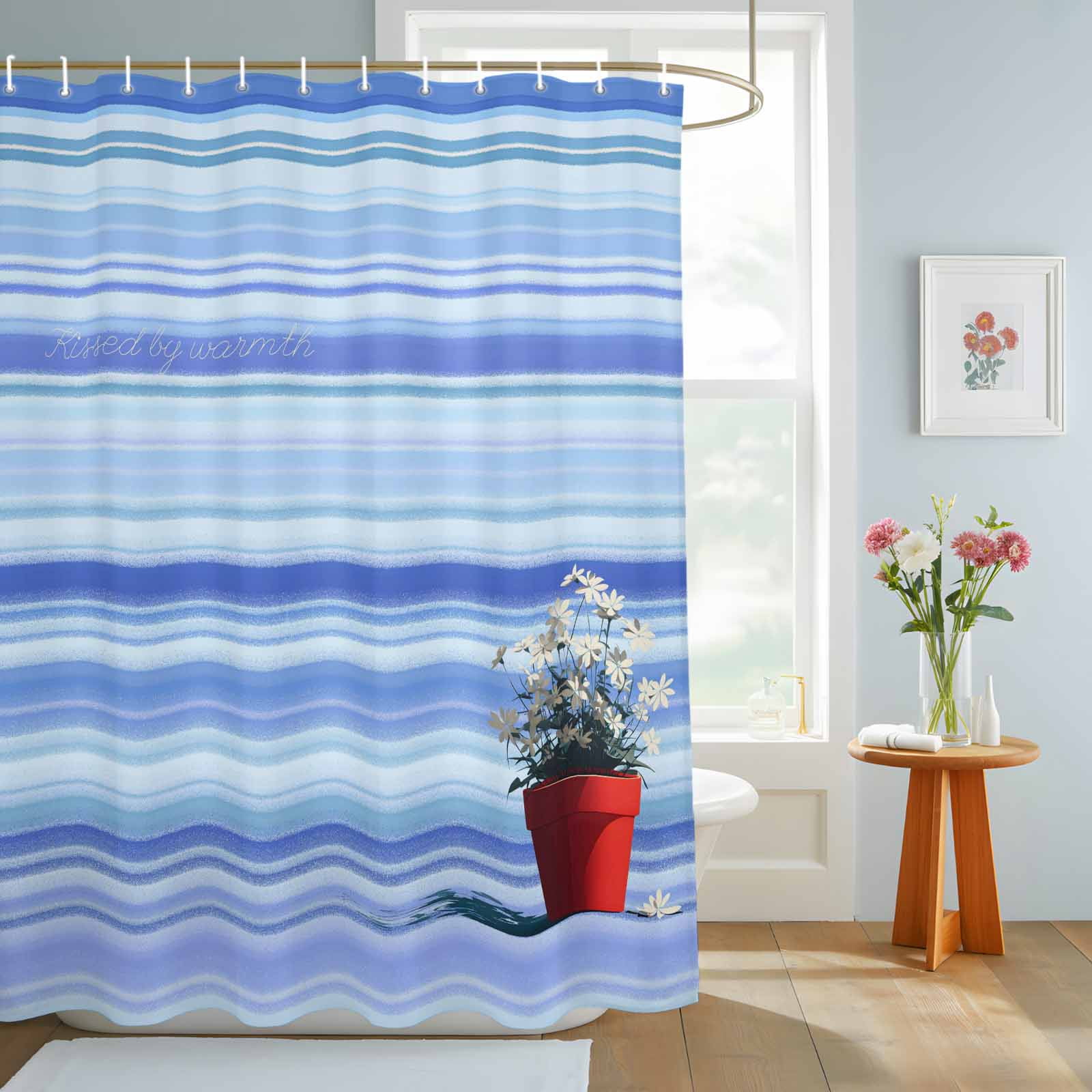 Bathroom Shower Curtain Spring Flower Daisy Red Potatoes Waterproof ...