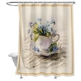 Bathroom Shower Curtain Spring Flowers Tea Cup Musical Score Waterproof ...