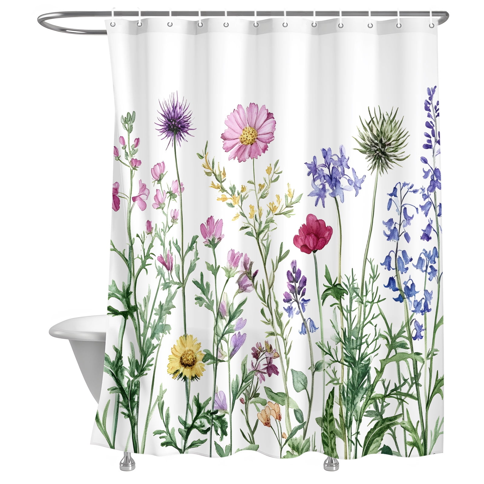 Bathroom Shower Curtain Spring Garden Blossom Flower Waterproof Shower ...