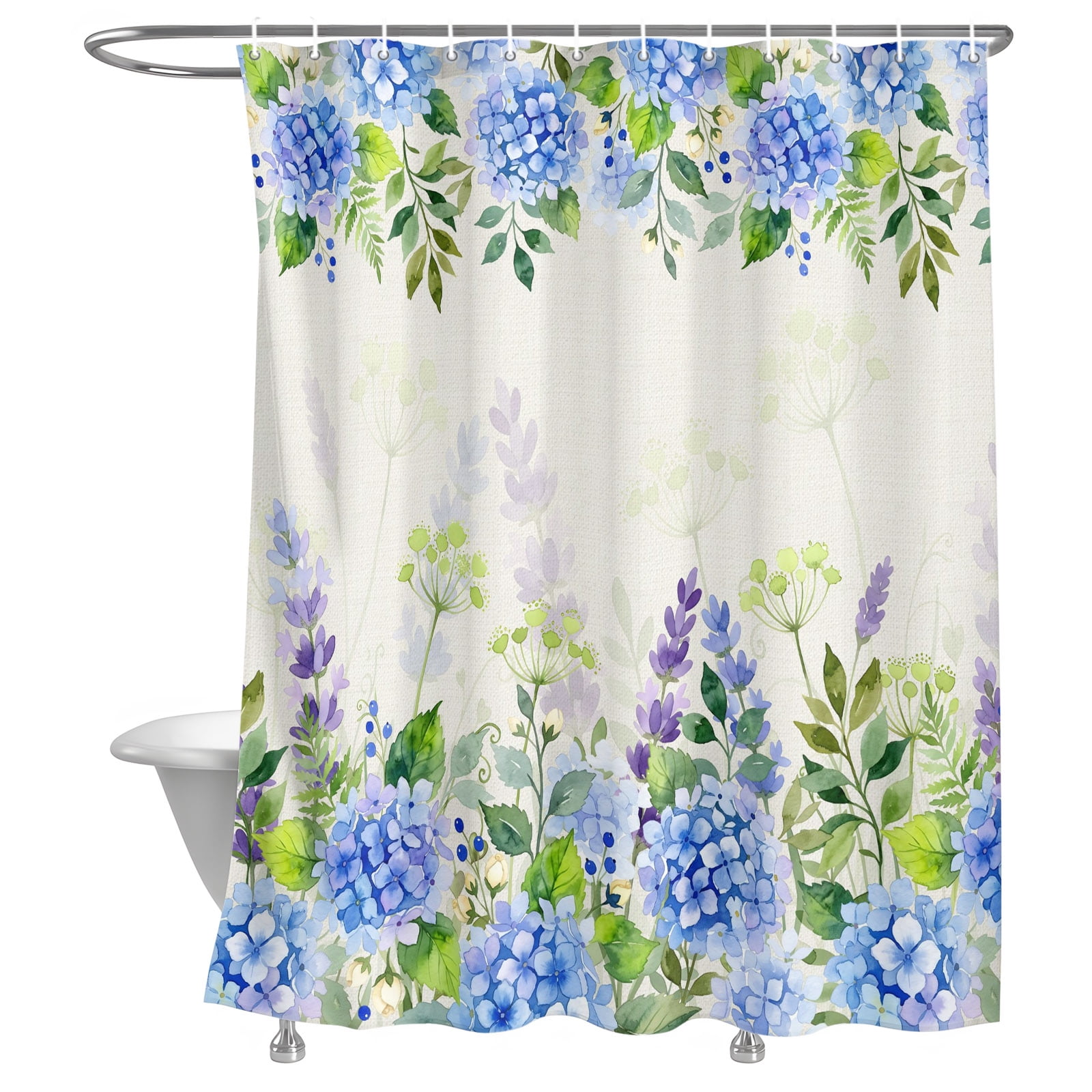 Bathroom Shower Curtain Spring Garden Hydrangea Flower Waterproof ...