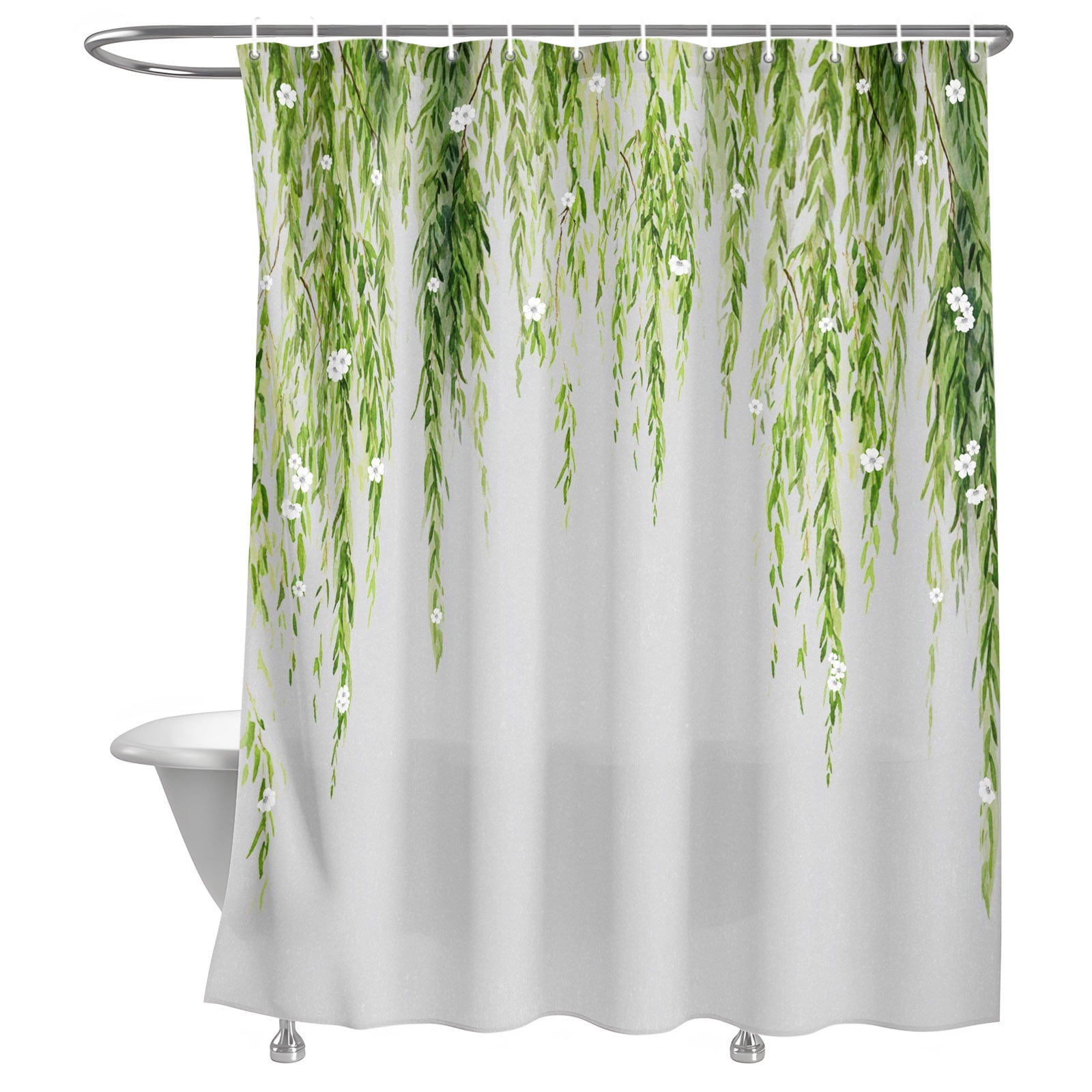 Bathroom Shower Curtain Spring Green Willows Flower Waterproof Shower ...