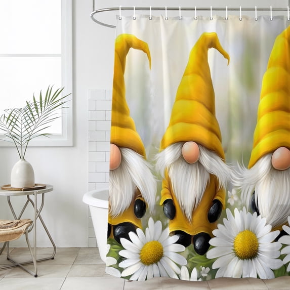 Bathroom Shower Curtain Spring Yellow Dwarf Watercolor Flower ...